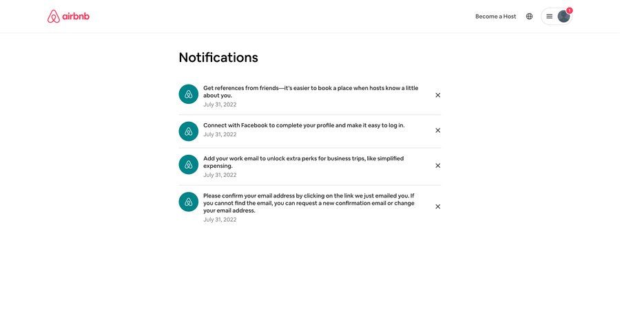 Airbnb UI screen examples