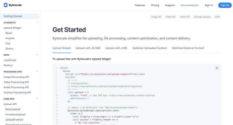 Bytescale page examples | Nicelydone