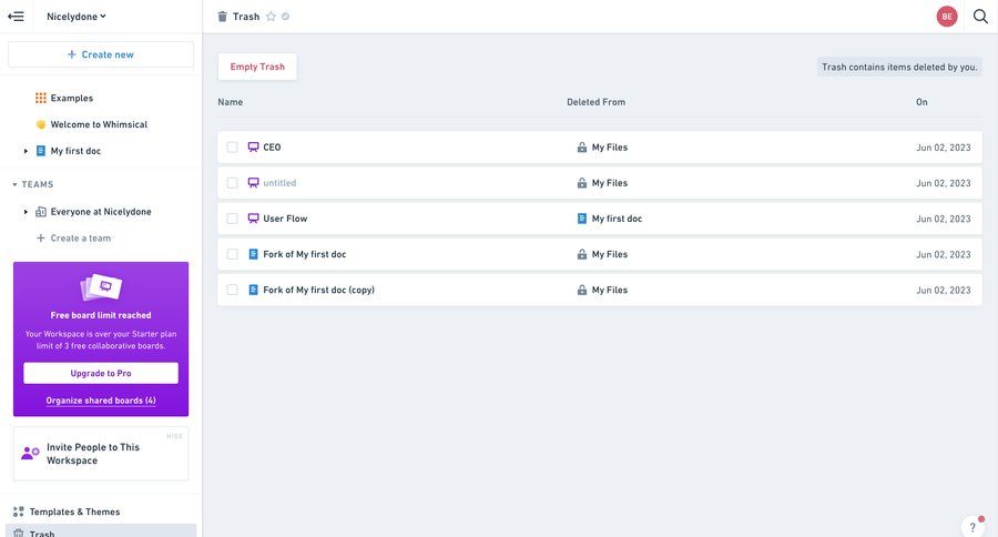 Trash & Archive examples from Saas web applications | Nicelydone
