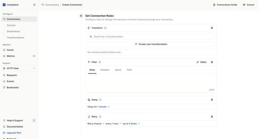Hookdeck UI screen examples | Nicelydone