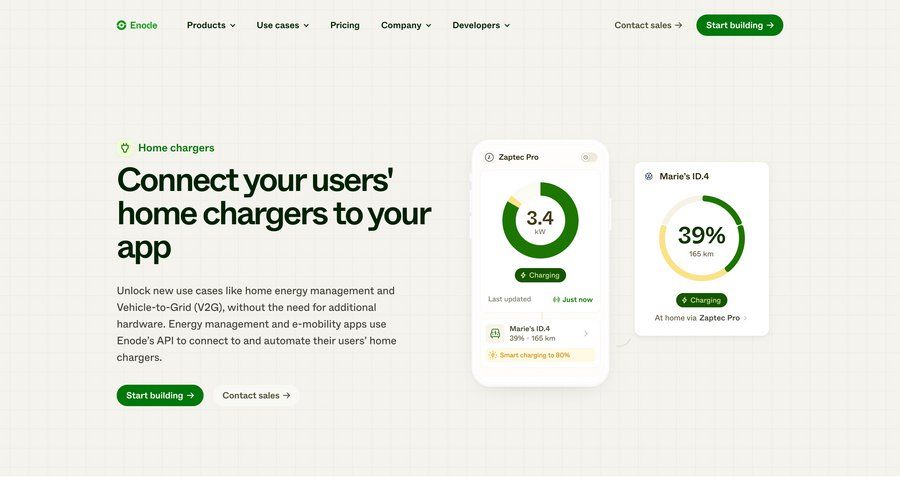Enode UI screen examples