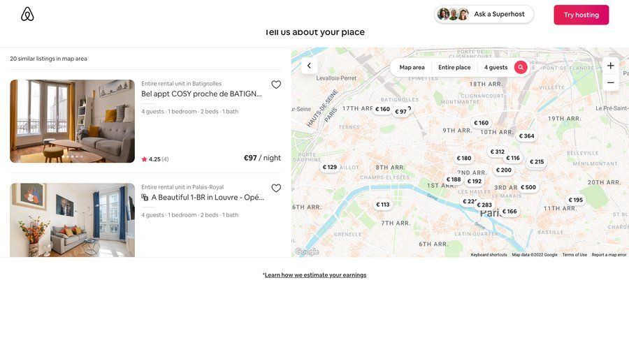 Maps page design examples from Web apps