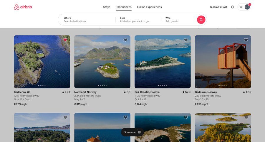 Airbnb UI screen examples