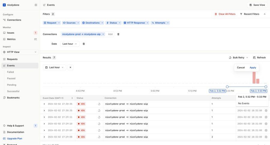 Hookdeck UI screen examples | Nicelydone