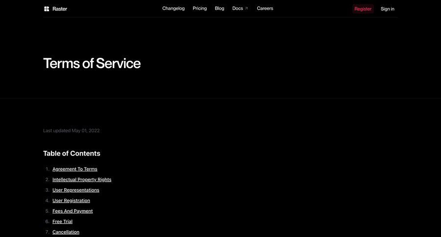Raster page examples | Nicelydone