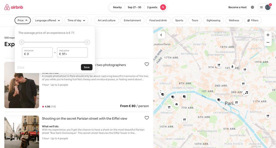 Airbnb UI screen examples
