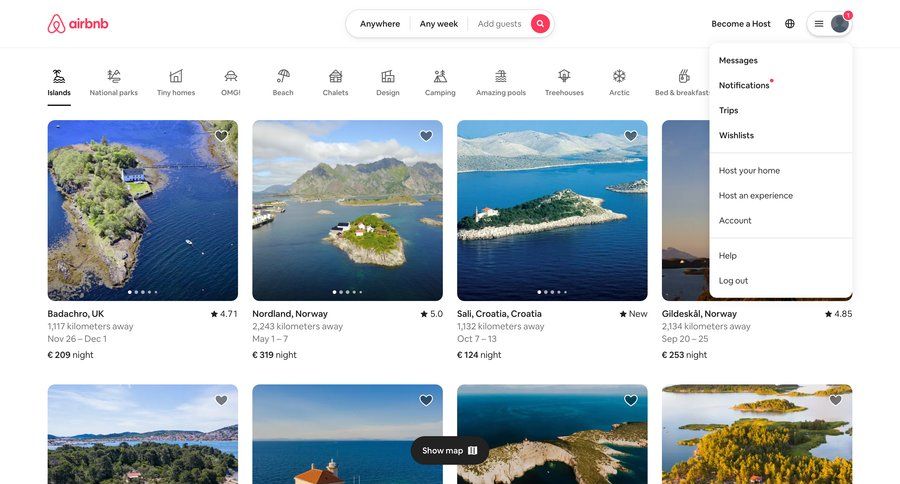 Airbnb UI screen examples