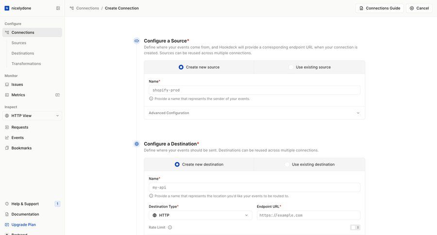 Hookdeck UI screen examples | Nicelydone
