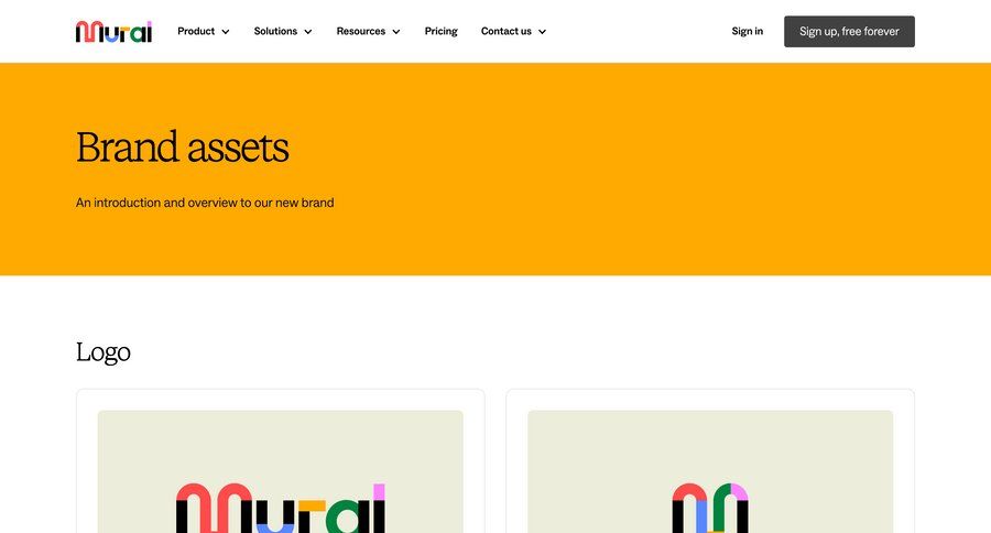 Brand resources page design examples from Web apps