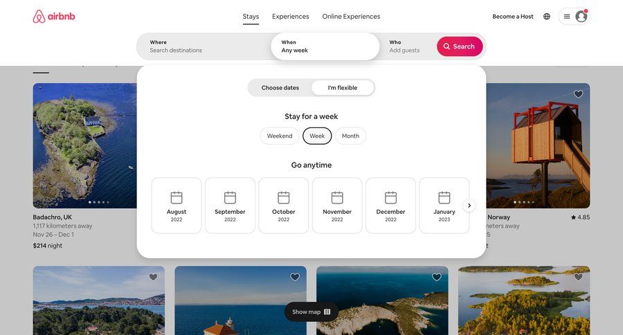 Airbnb UI screen examples