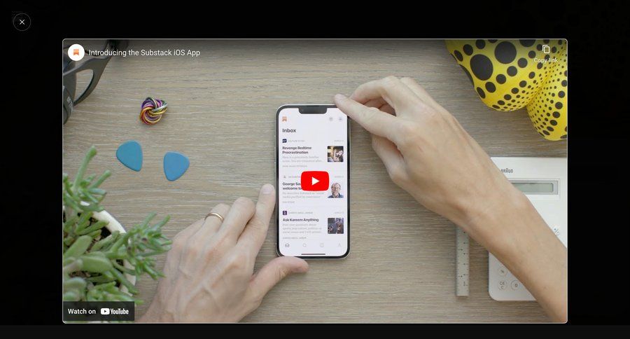 Substack UI screen examples