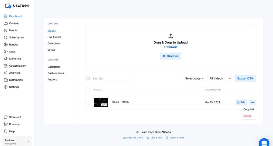 Uscreen UI screen examples | Nicelydone