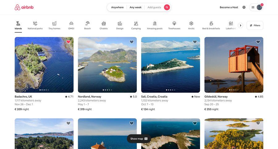 Airbnb UI screen examples