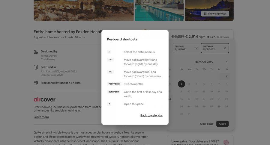 Airbnb UI screen examples