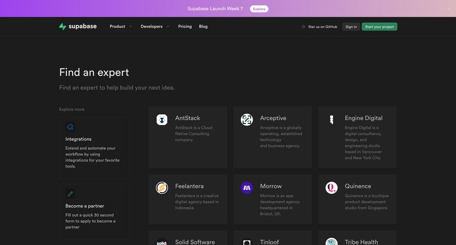 Supabase page examples | Nicelydone