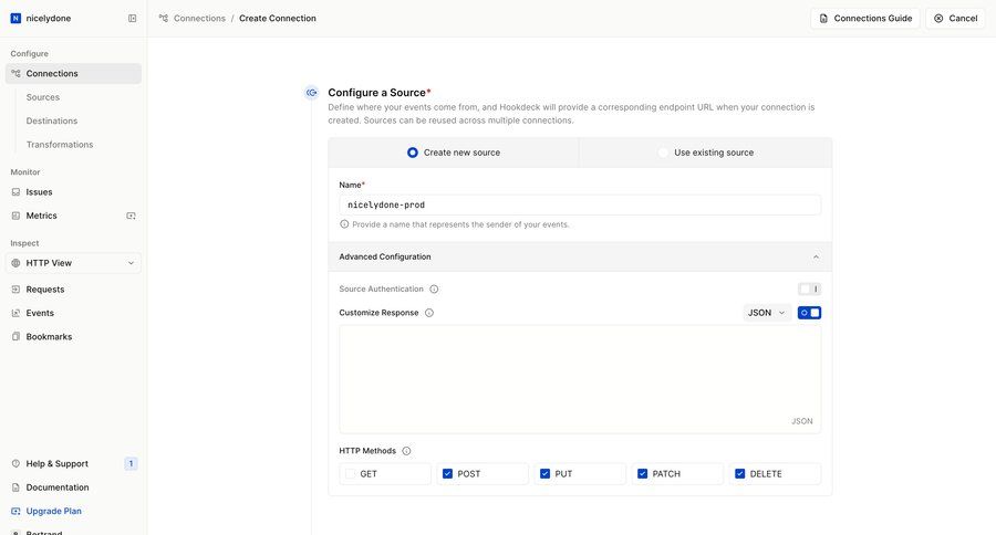 Hookdeck UI screen examples | Nicelydone