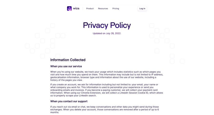 Wiza page examples | Nicelydone