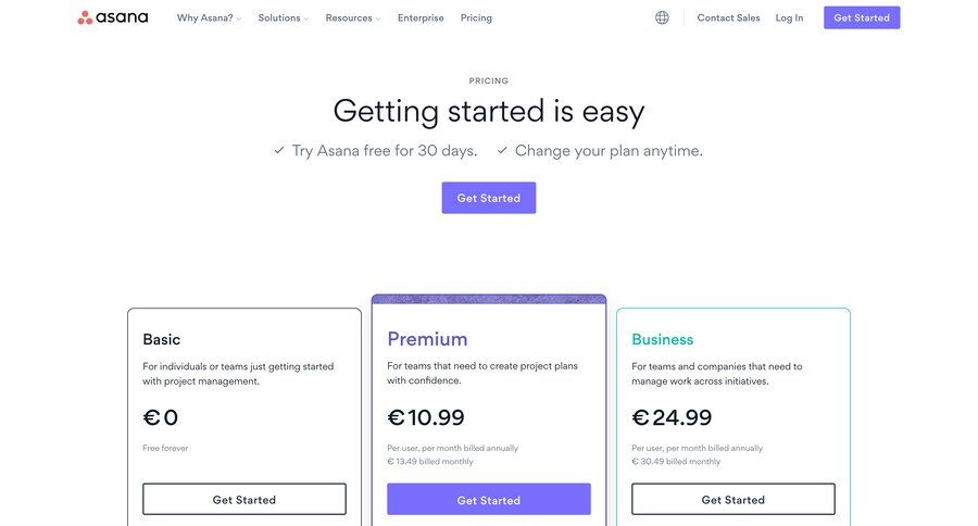 Asana UI screen examples