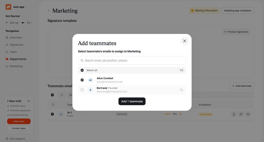 Team examples from Saas web applications | Nicelydone