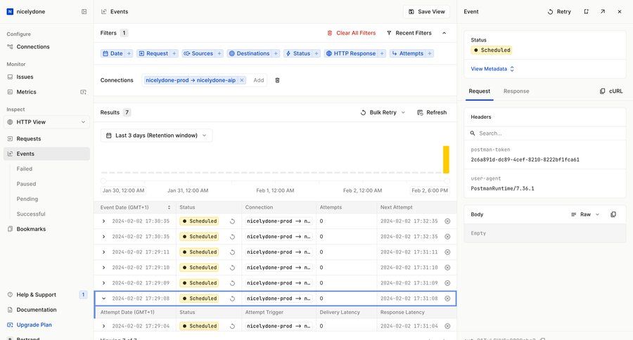 Hookdeck UI screen examples | Nicelydone