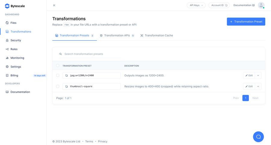 Bytescale page examples | Nicelydone