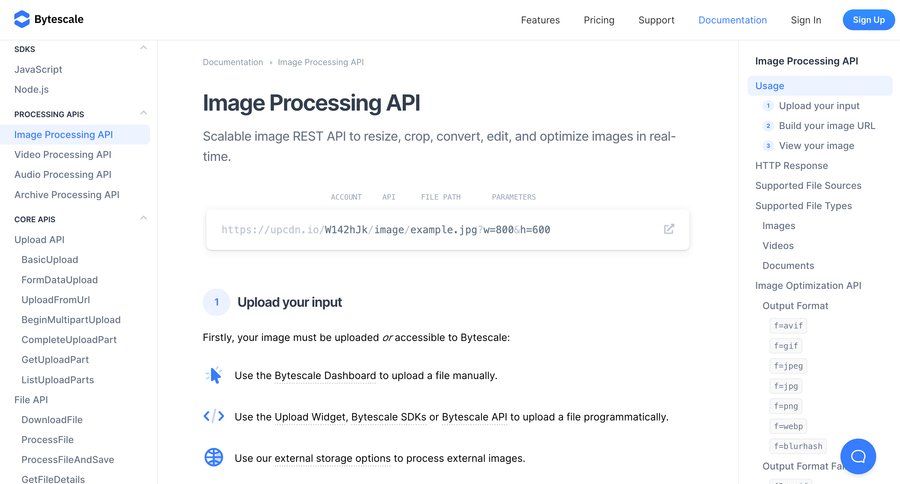 Bytescale page examples | Nicelydone