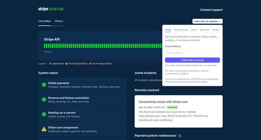 System status page design examples from Saas web applications | Nicelydone