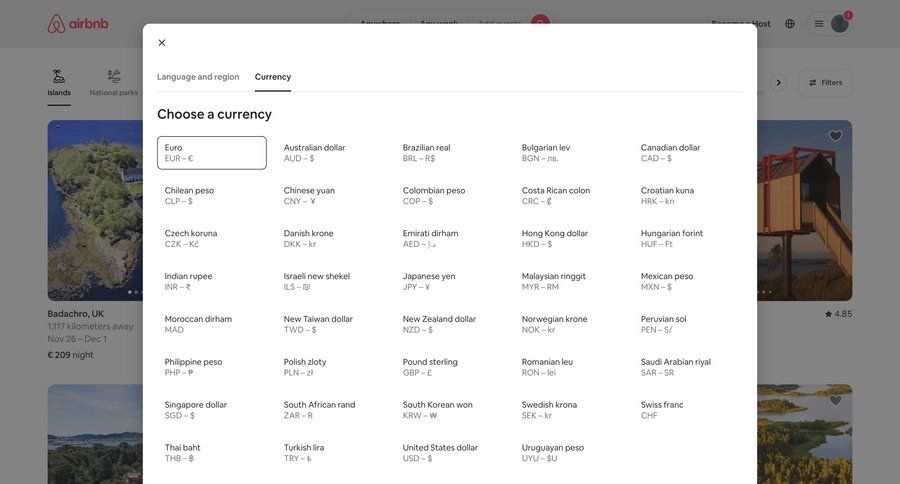 Airbnb UI screen examples