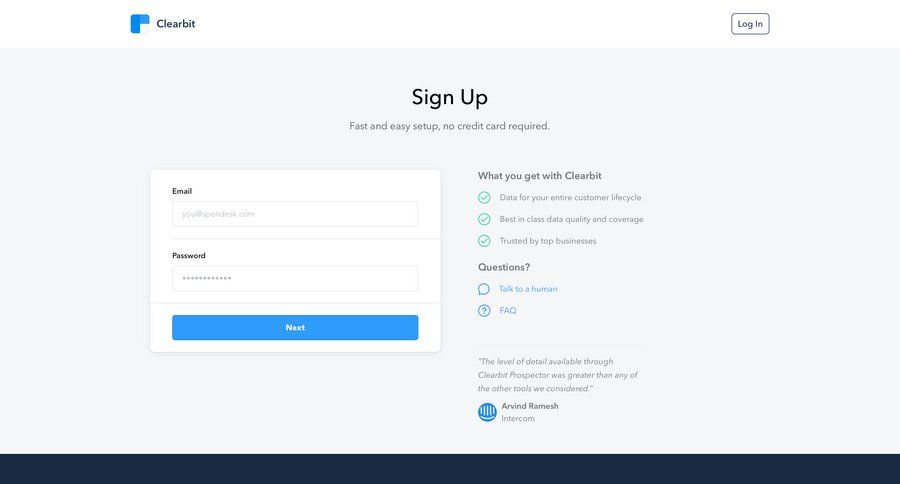 Clearbit page examples | Nicelydone