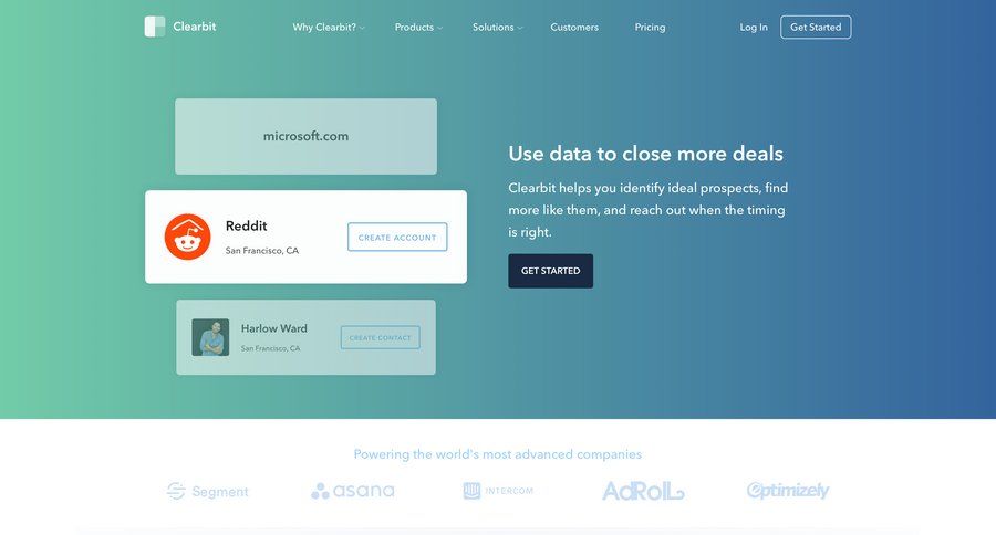 Clearbit page examples | Nicelydone