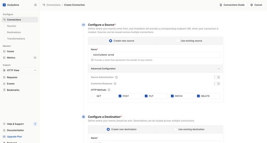 Hookdeck UI screen examples | Nicelydone