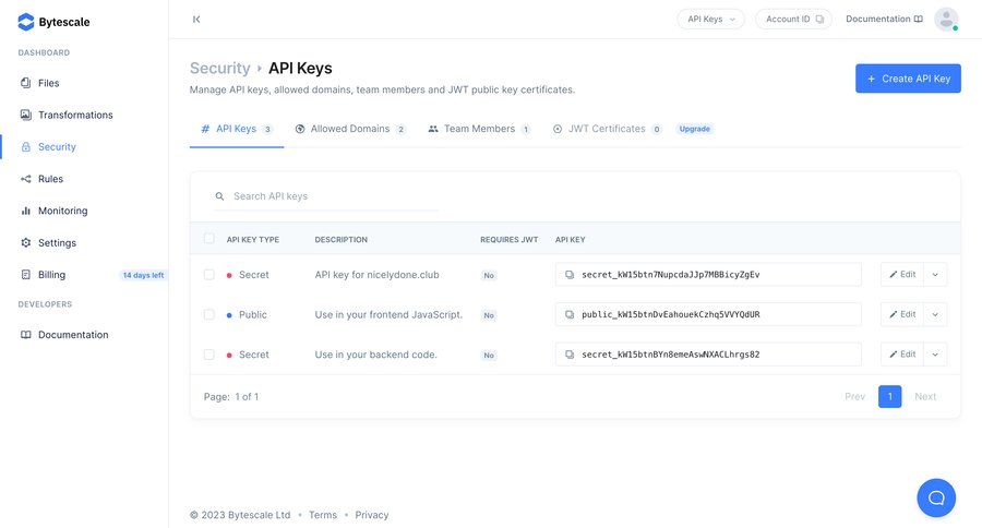Bytescale page examples | Nicelydone