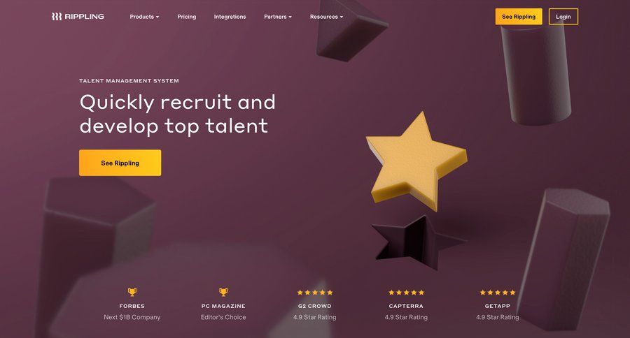 Rippling UI screen examples