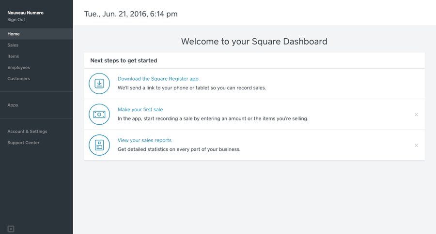 Square UI screen examples