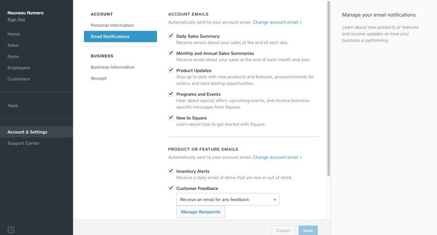 Square UI screen examples