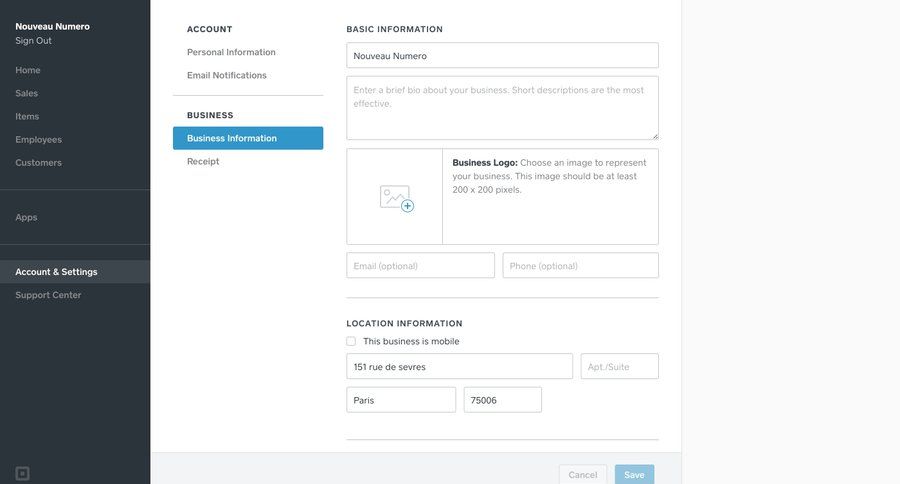 Square UI screen examples