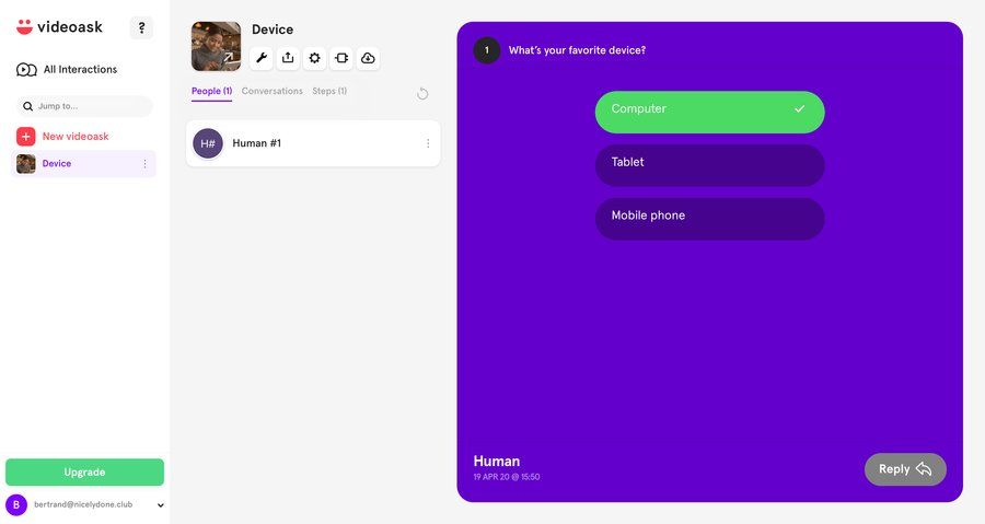 Videoask UI screen examples | Nicelydone
