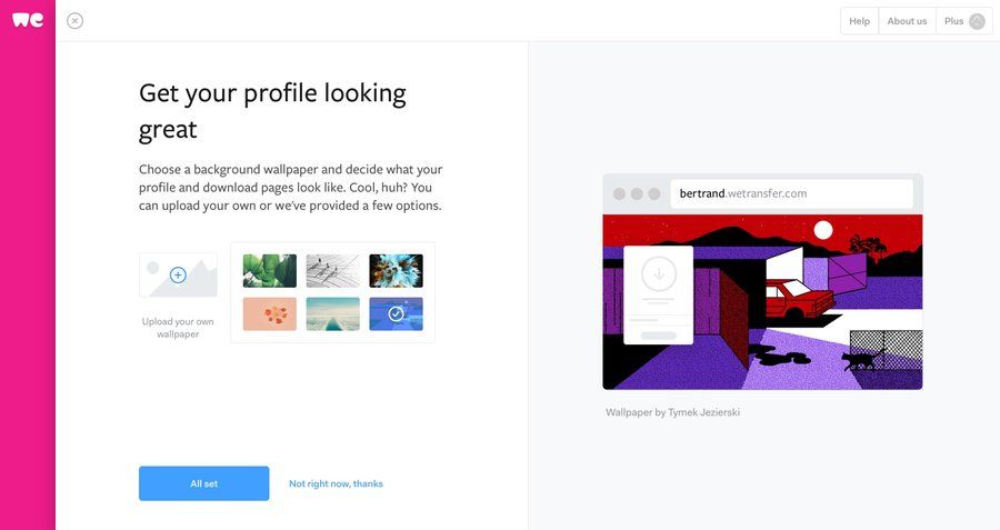 WeTransfer UI screen examples | Nicelydone