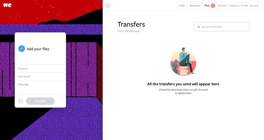 WeTransfer UI screen examples | Nicelydone